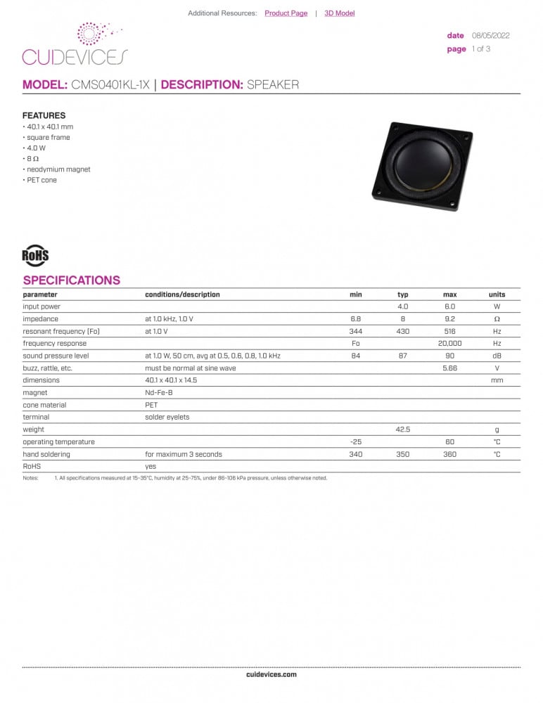 CMS0401KL-1X datasheet page 1