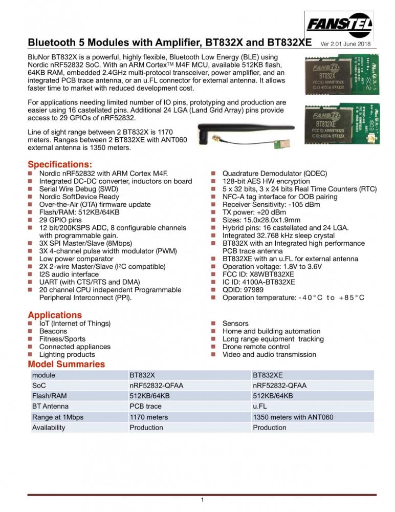 BT832XE technical document page 1