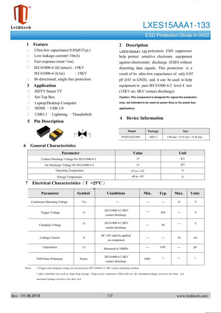 LXES15AAA1-133 datasheet page 1