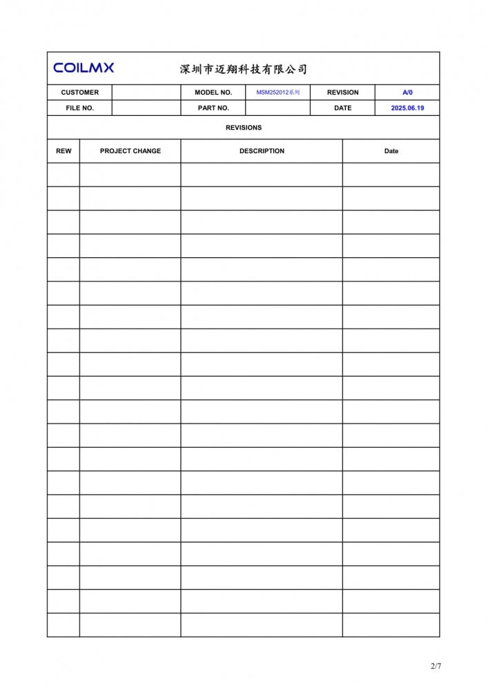 MSM252012-2R2M datasheet page 2