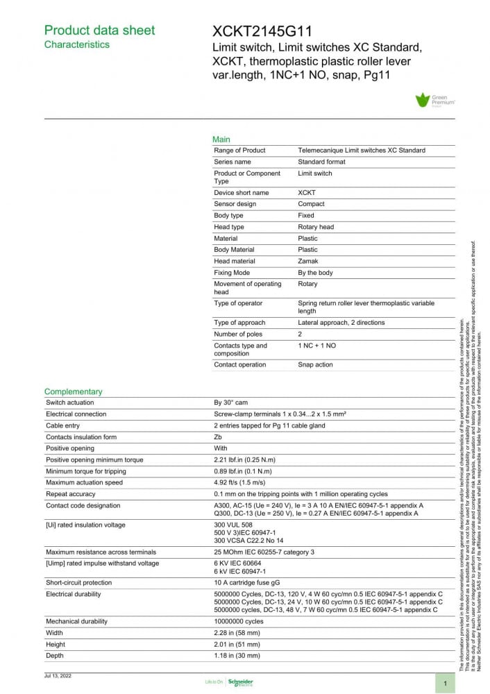 XCKT2145G11 technical document page 1