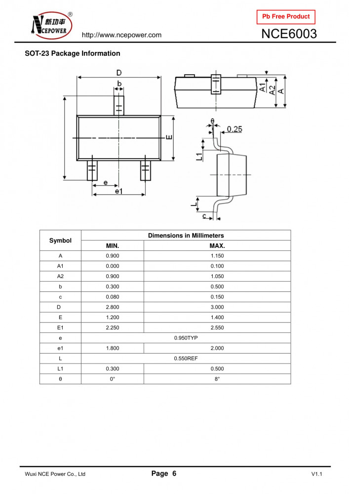 NCE6003 datasheet page 6