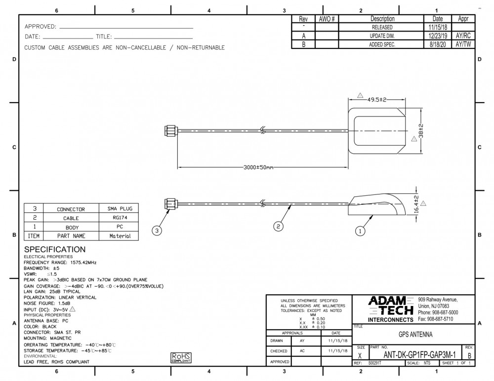 ANT-DK-GP1FP-GAP3M-1 technical datasheet drawing