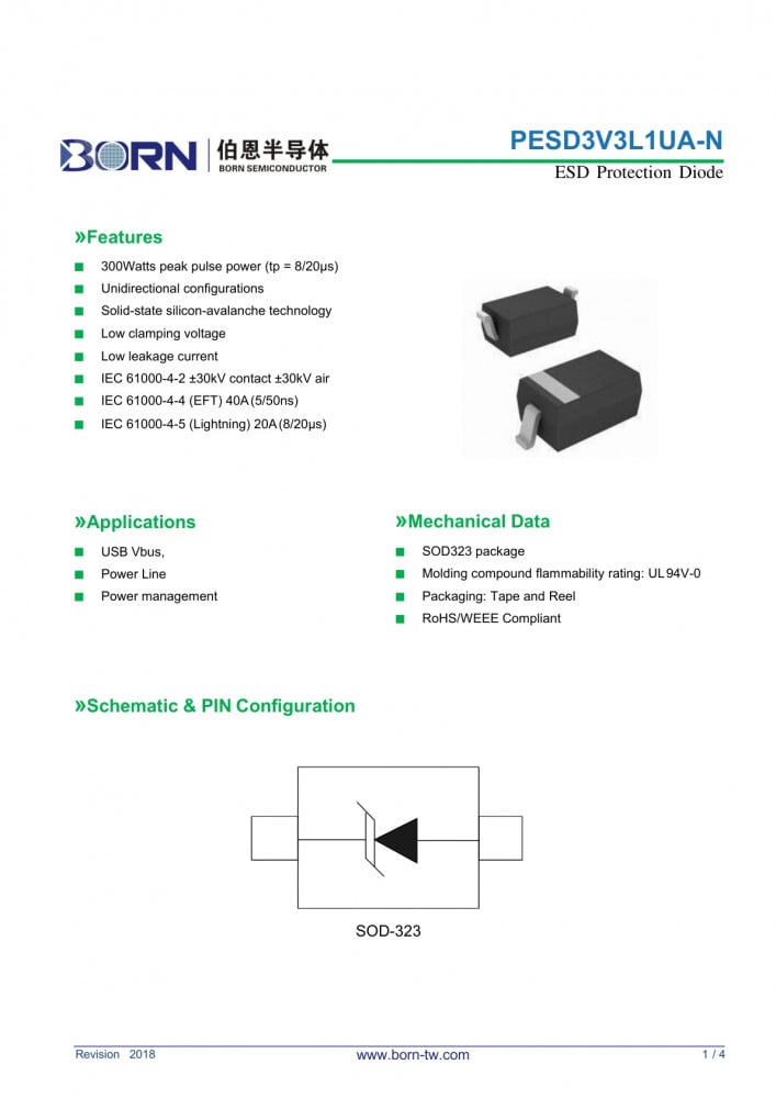 PESD3V3L1UA-N datasheet page 1
