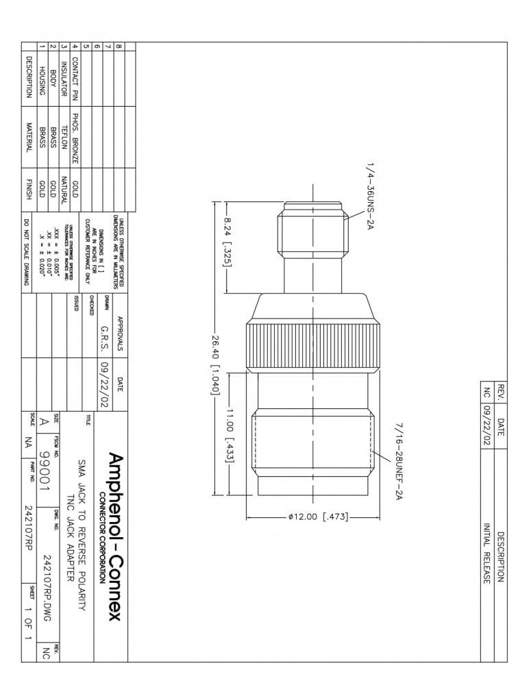 Amphenol 242107RP technical drawing