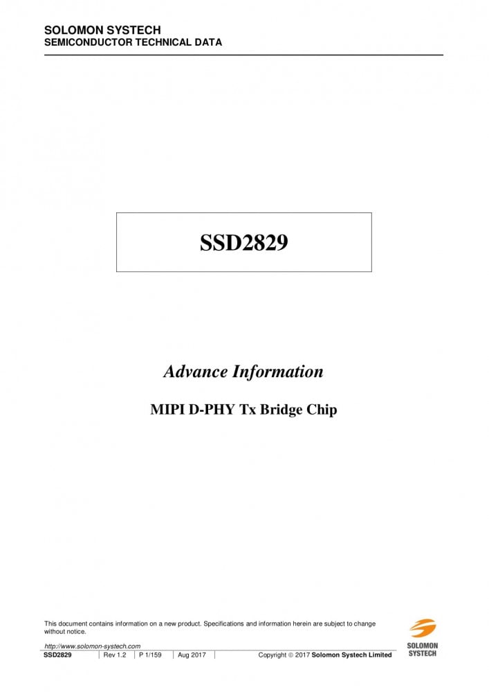 SSD2829 datasheet page 1