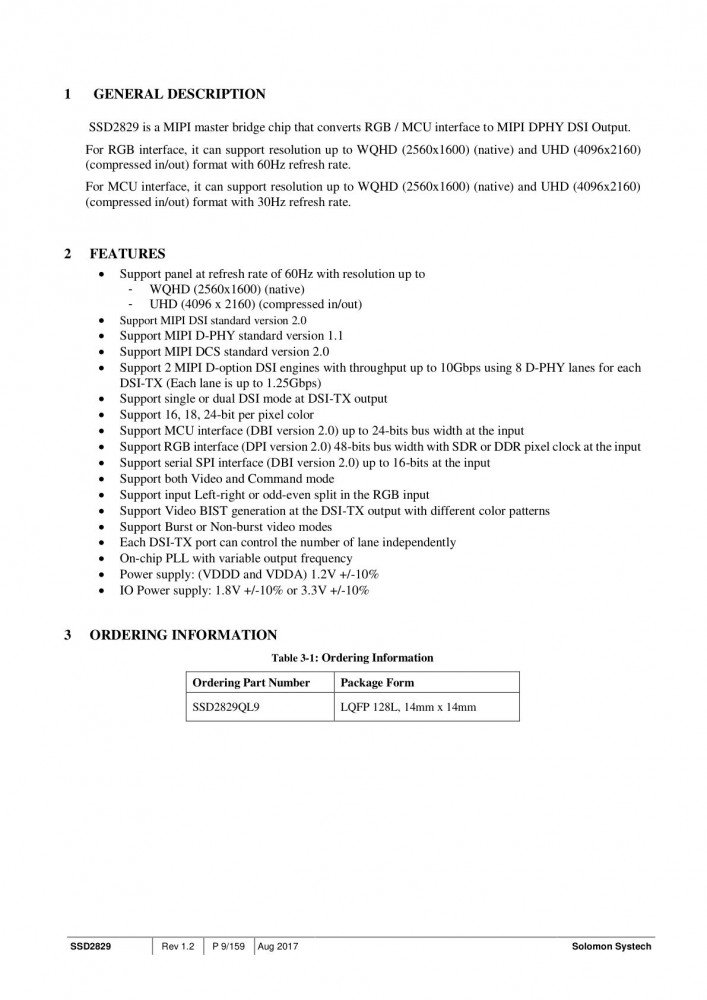 SSD2829 datasheet page 9