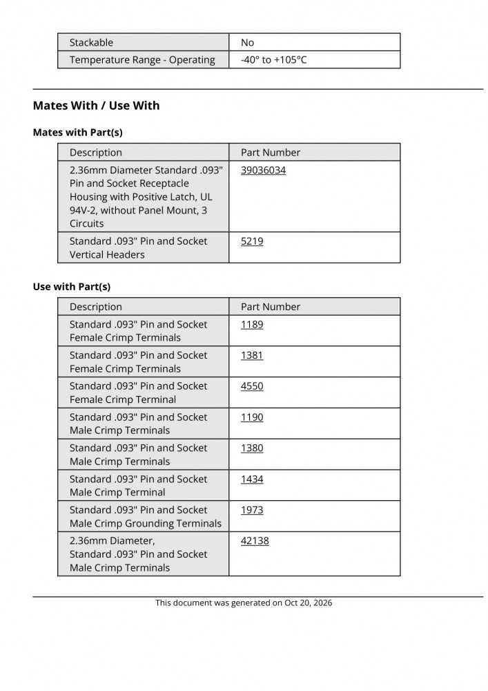 MOLEX 39036033 technical document preview, page 3