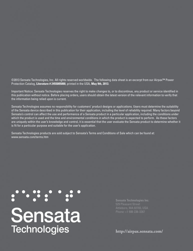 Sensata Airpax 6700 series datasheet page 5