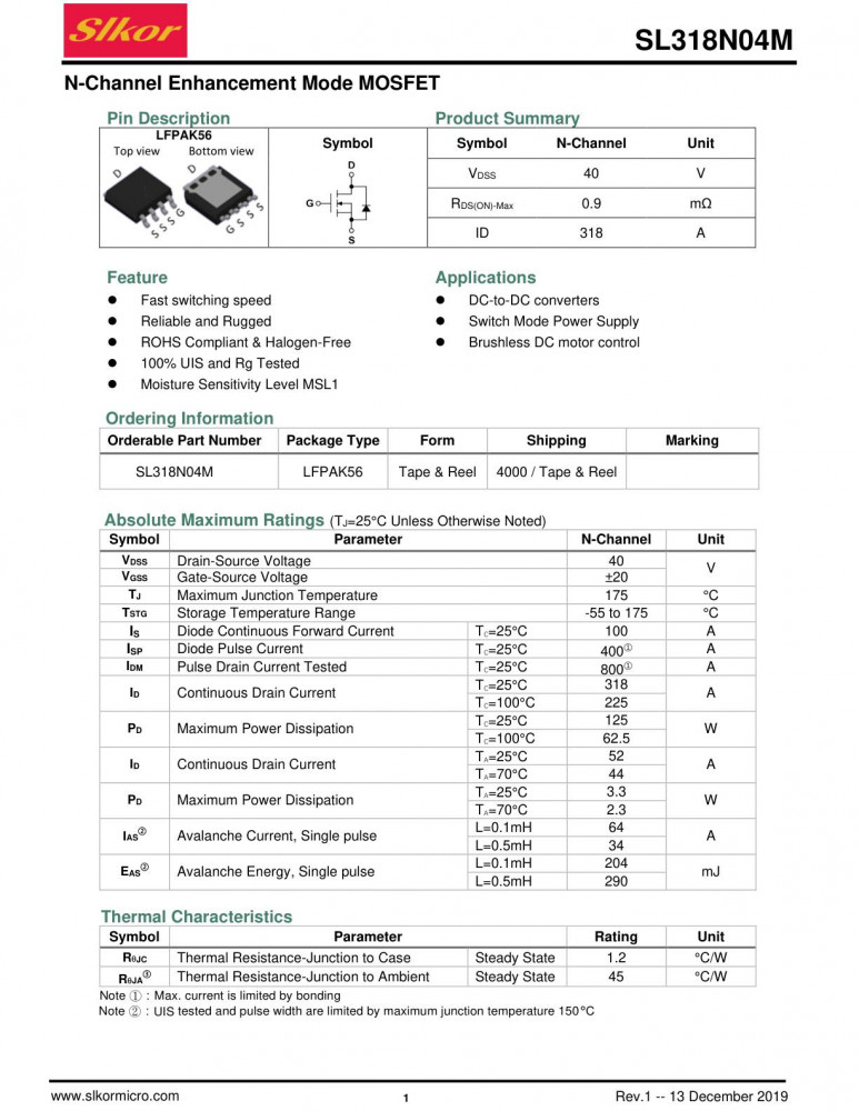 SL318N04M datasheet page 1
