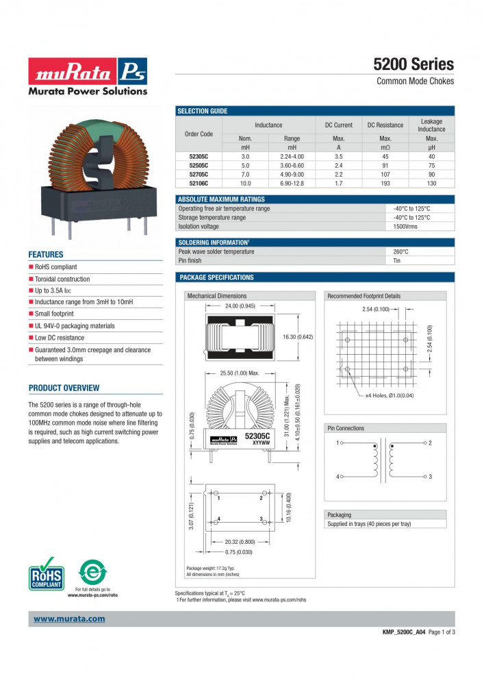 52106C datasheet page 1