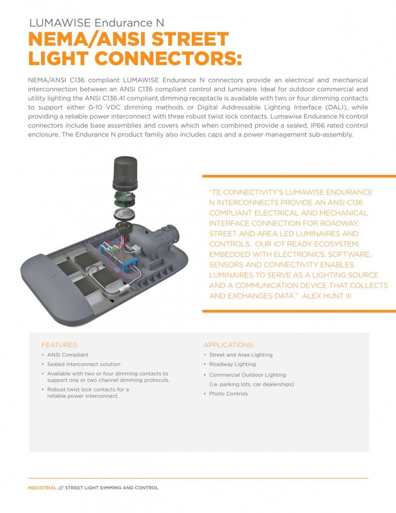 TE Connectivity LUMAWISE Endurance reference guide page 10