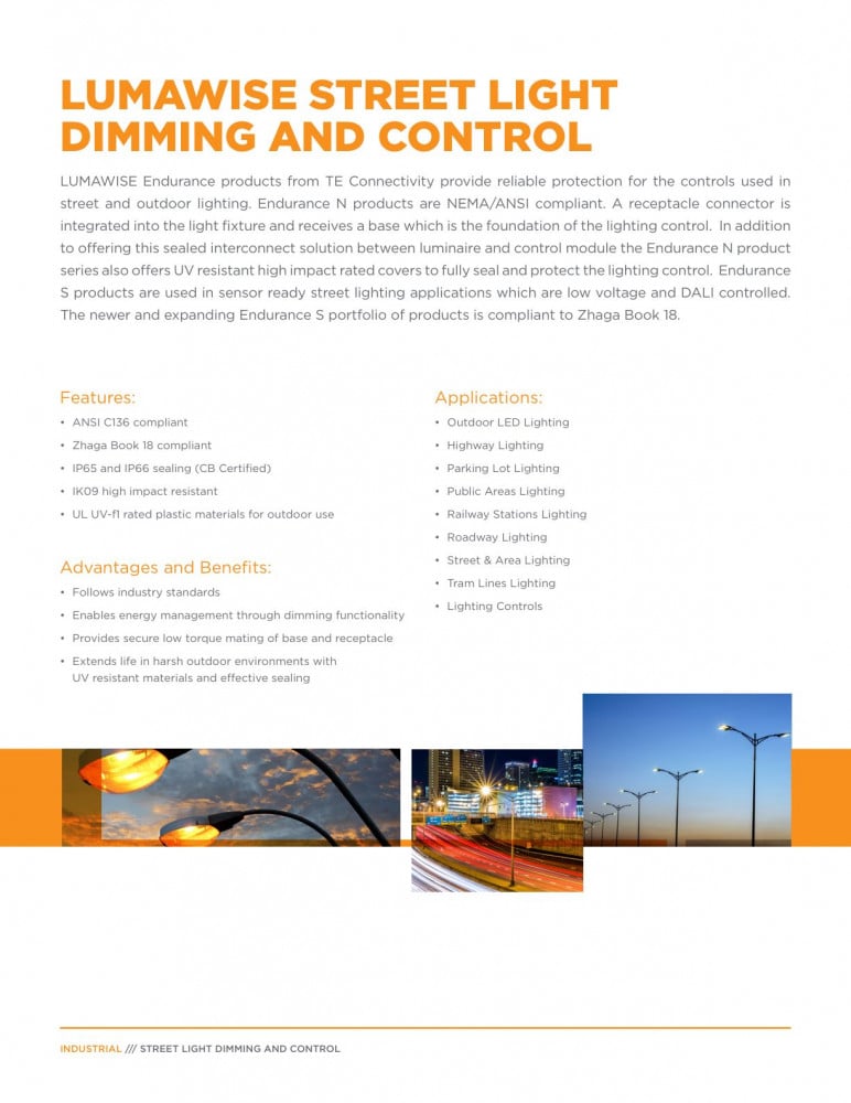 TE Connectivity LUMAWISE Endurance reference guide page 2