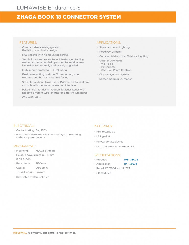 TE Connectivity LUMAWISE Endurance reference guide page 5