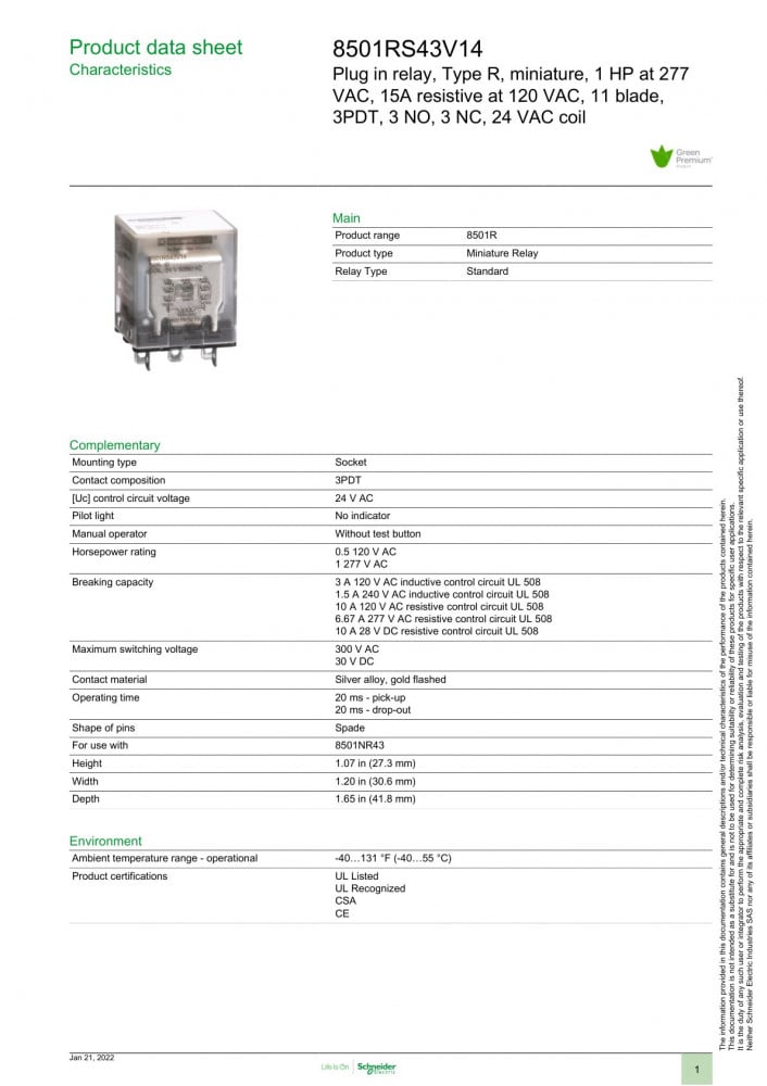 8501RS43V14 technical document page 1