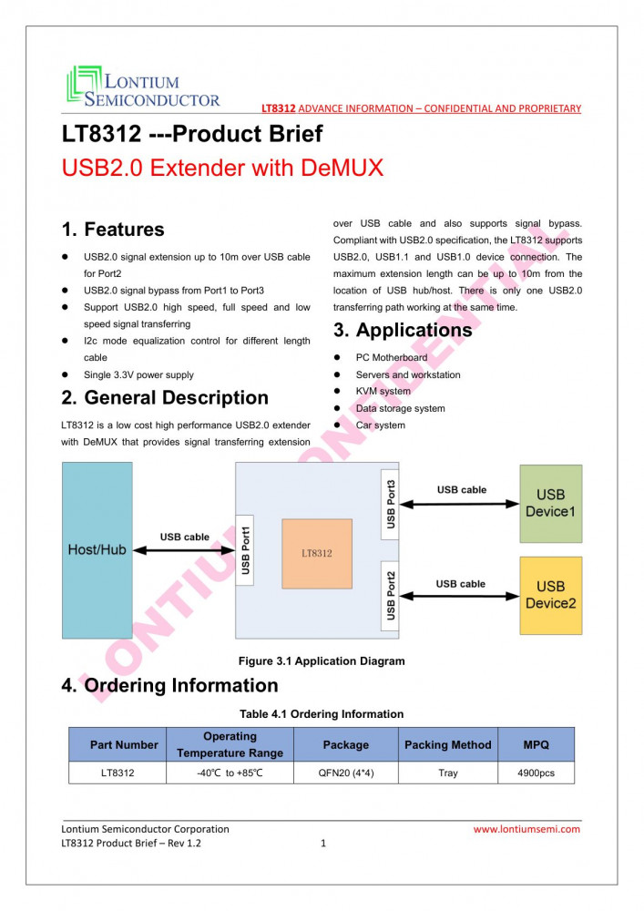 LT8312 product document page 1