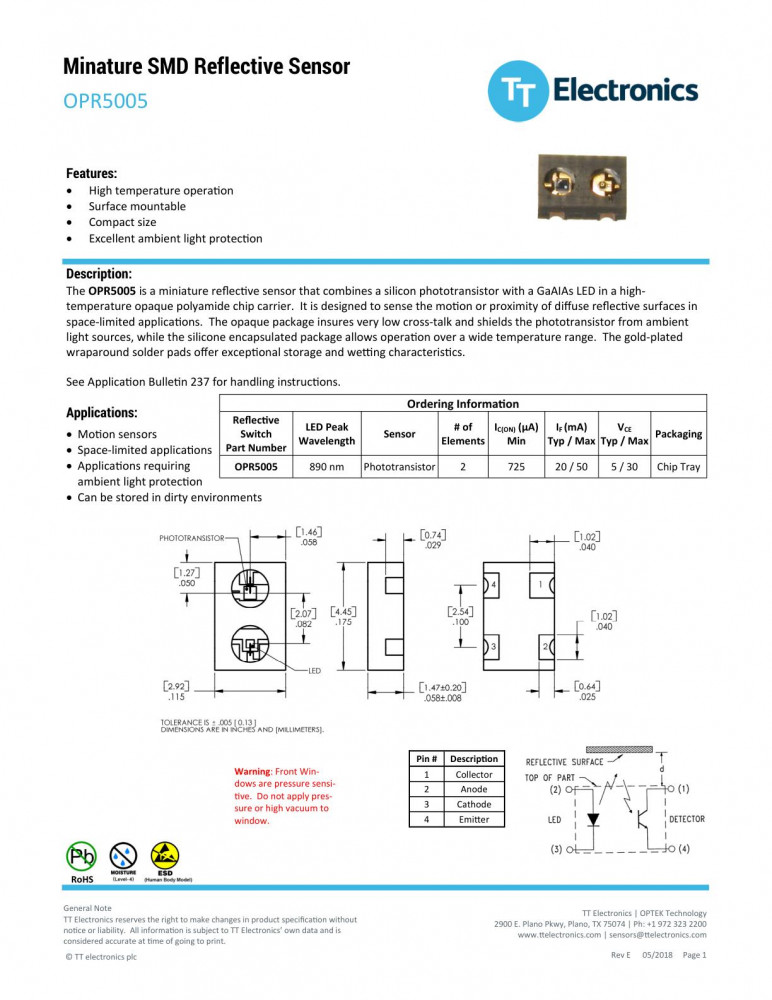 OPR5005 technical document page 1