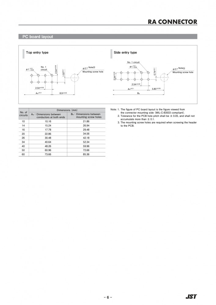 JST RA series documentation page 6