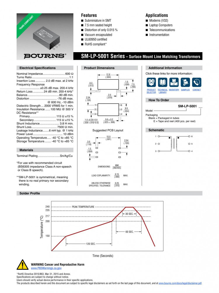 SM-LP-5001 series datasheet page 1