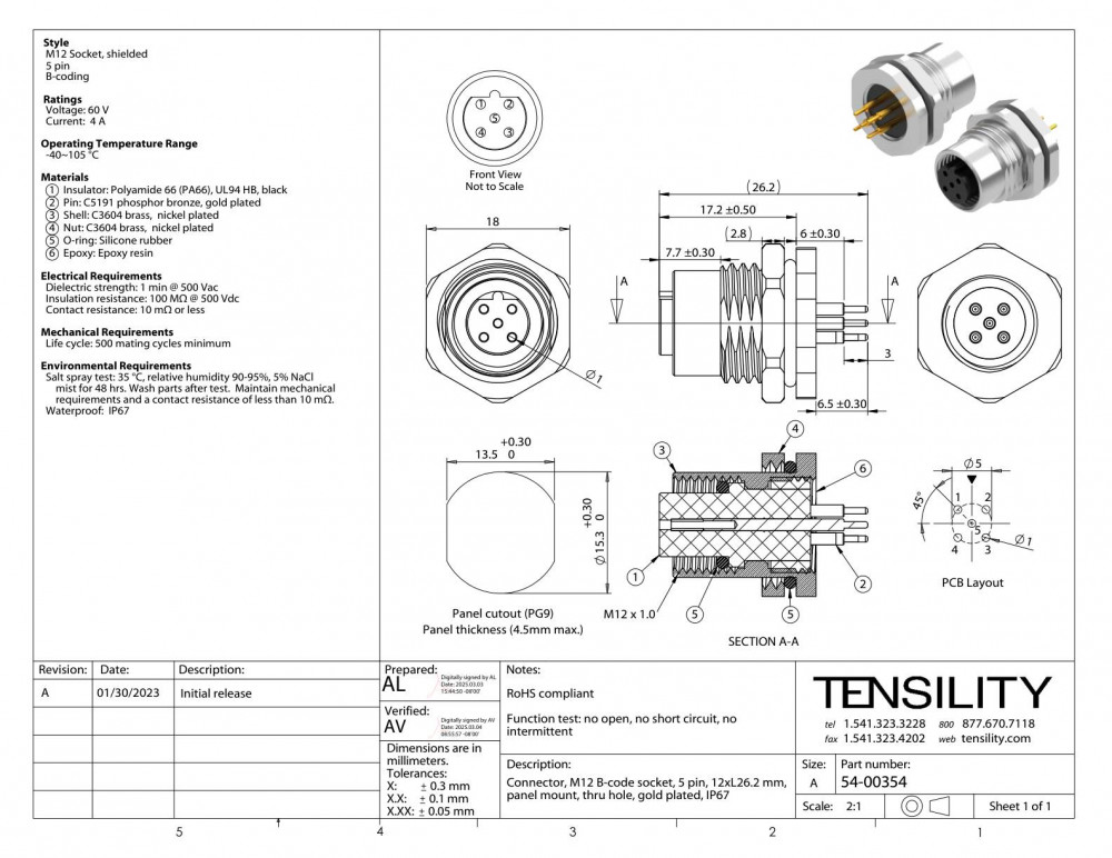 Tensility International 54-00354 product drawing preview