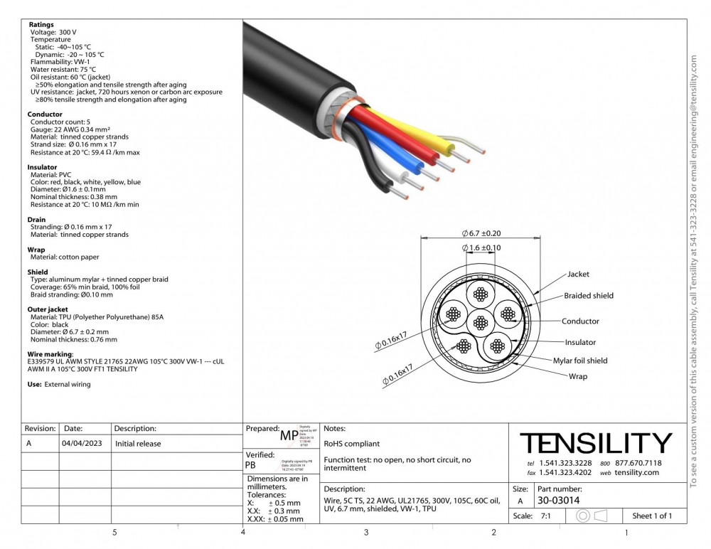 Tensility 30-03014 cable drawing