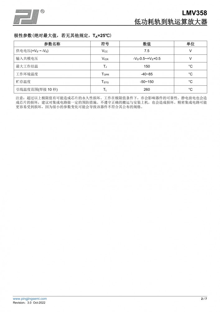 LMV358 datasheet page 2