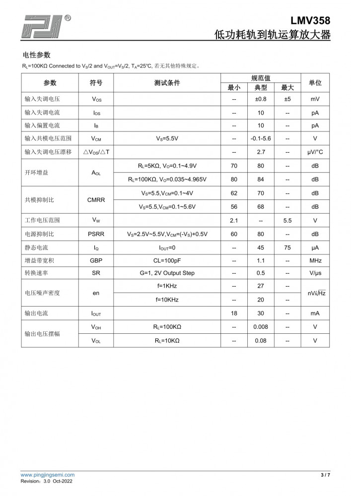 LMV358 datasheet page 3