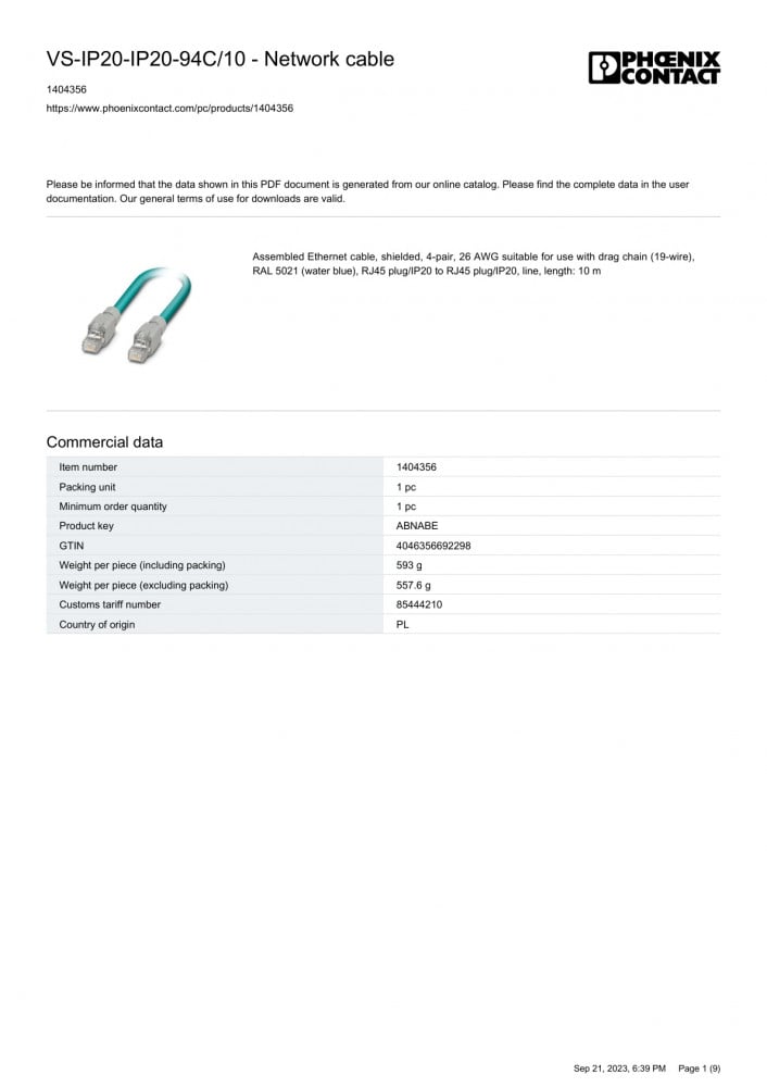 Phoenix Contact 1404356 documentation page 1