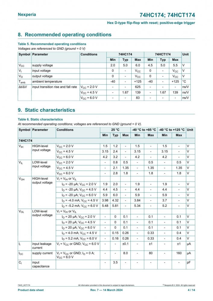74HC174 datasheet page 4