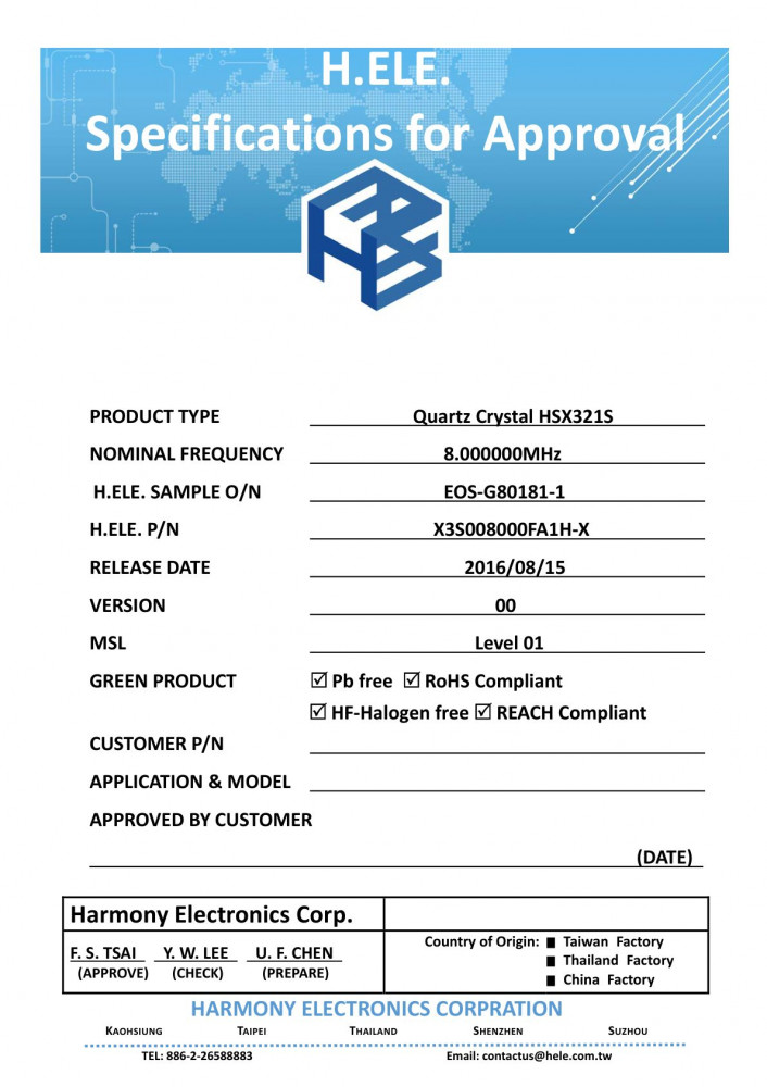 X3S008000FA1H-X datasheet page 1