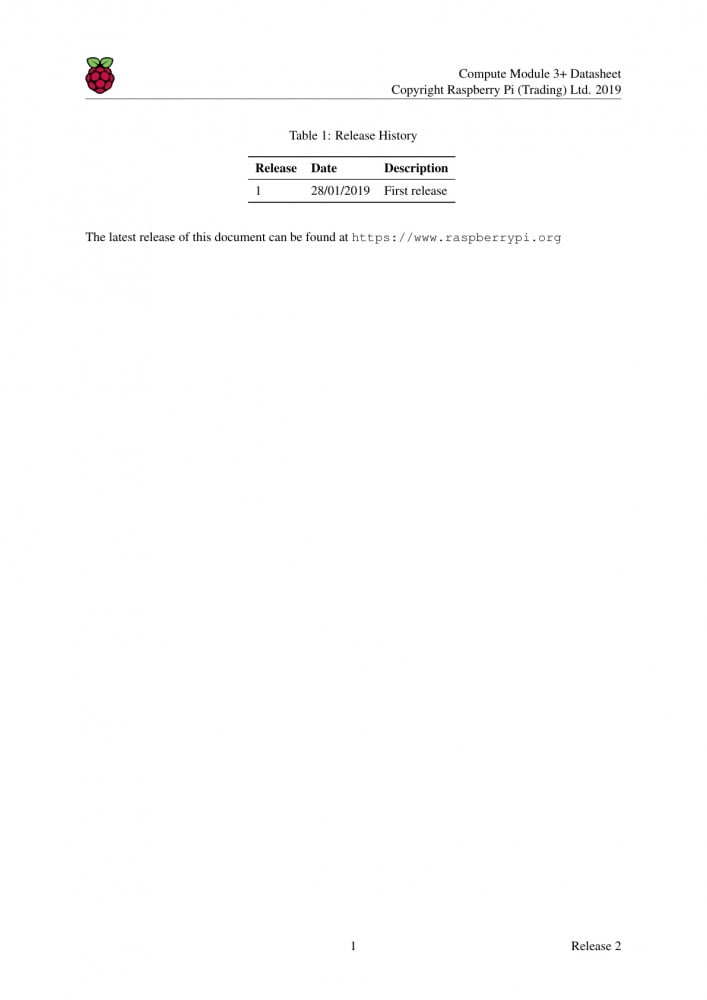 Compute Module 3+ datasheet page 2
