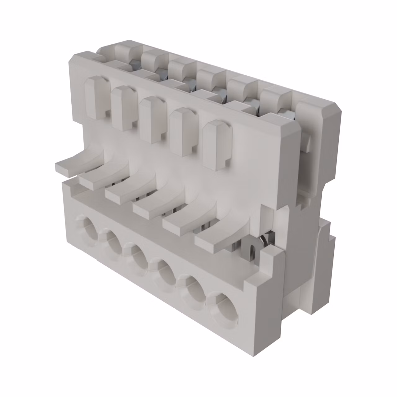 Appli-Mate RAST 2.5 IDT Housing, 2.50mm Pitch, Female, 6 Circuits, Beaded Terminal, Position Keys A & G Removed, 1 Open and 1 Slotted Endwall for sale