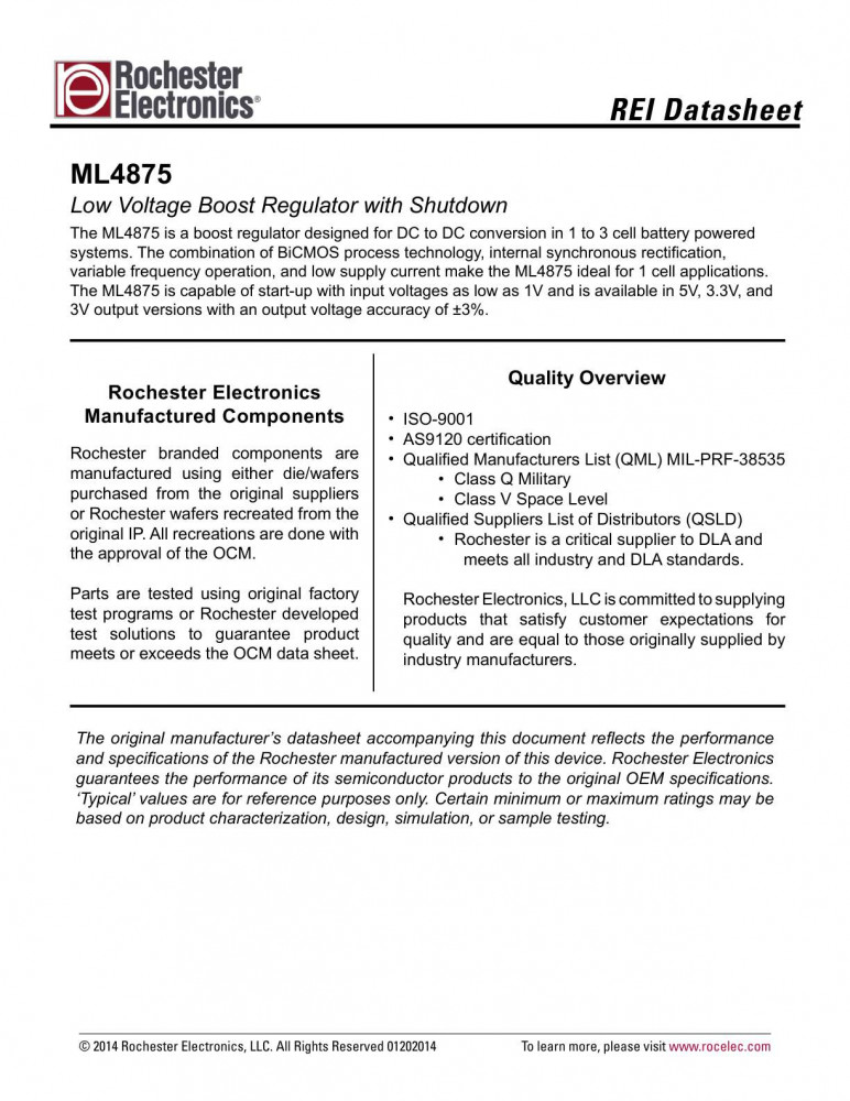 ML4875 datasheet page 1
