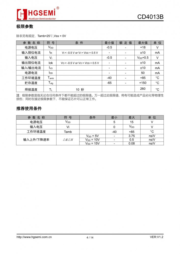 CD4013BMT/TR datasheet page 4