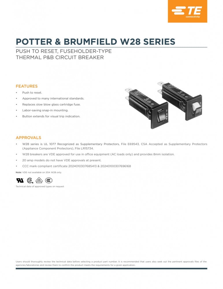 W28 series datasheet page 1