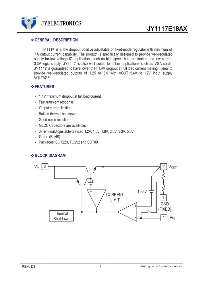 JY1117 datasheet page 1
