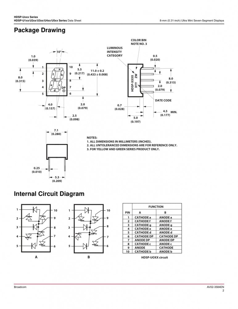 HDSP-U111 datasheet page 2