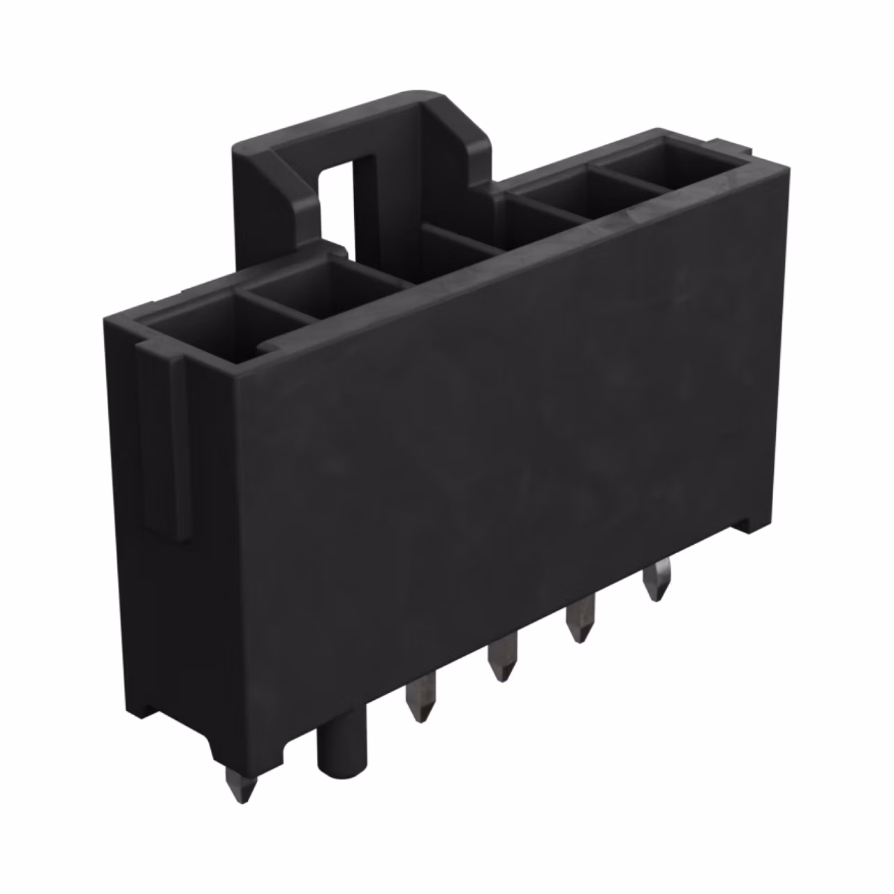 Ultra-Fit Vertical Header, 3.50mm Pitch, Single Row, 6 Circuits, with Kinked Pins, 0.76µm Gold (Au) Plating, Glow-Wire Capable, Black for sale