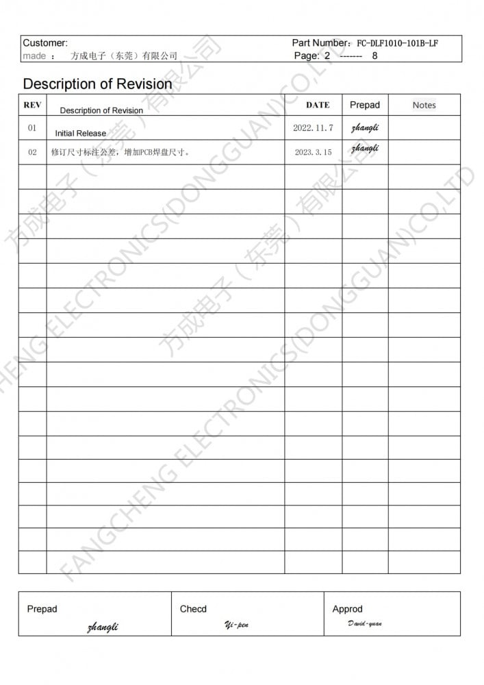FC-DLF1010-101B-LF specification page 2