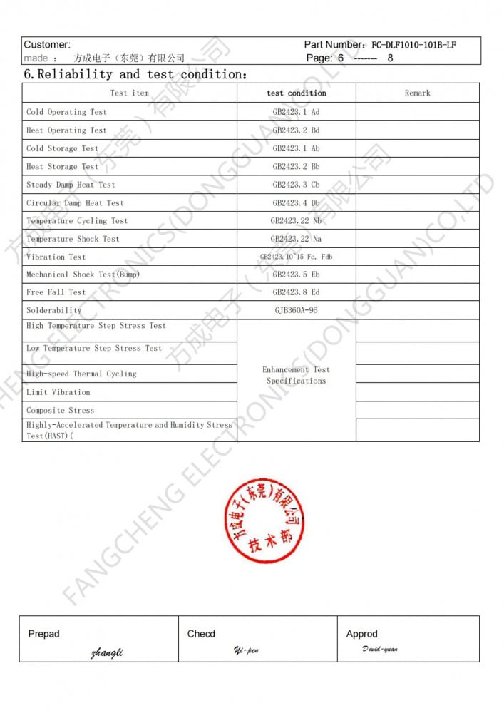 FC-DLF1010-101B-LF specification page 6