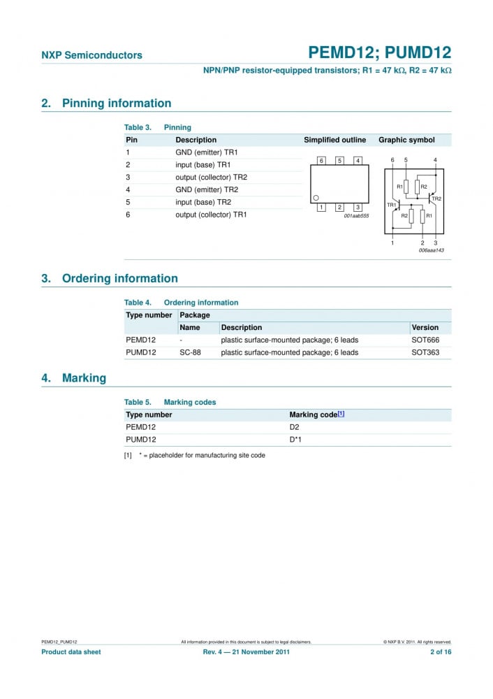 PUMD12 datasheet page 3