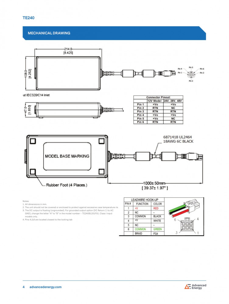 TE240 series datasheet page 4