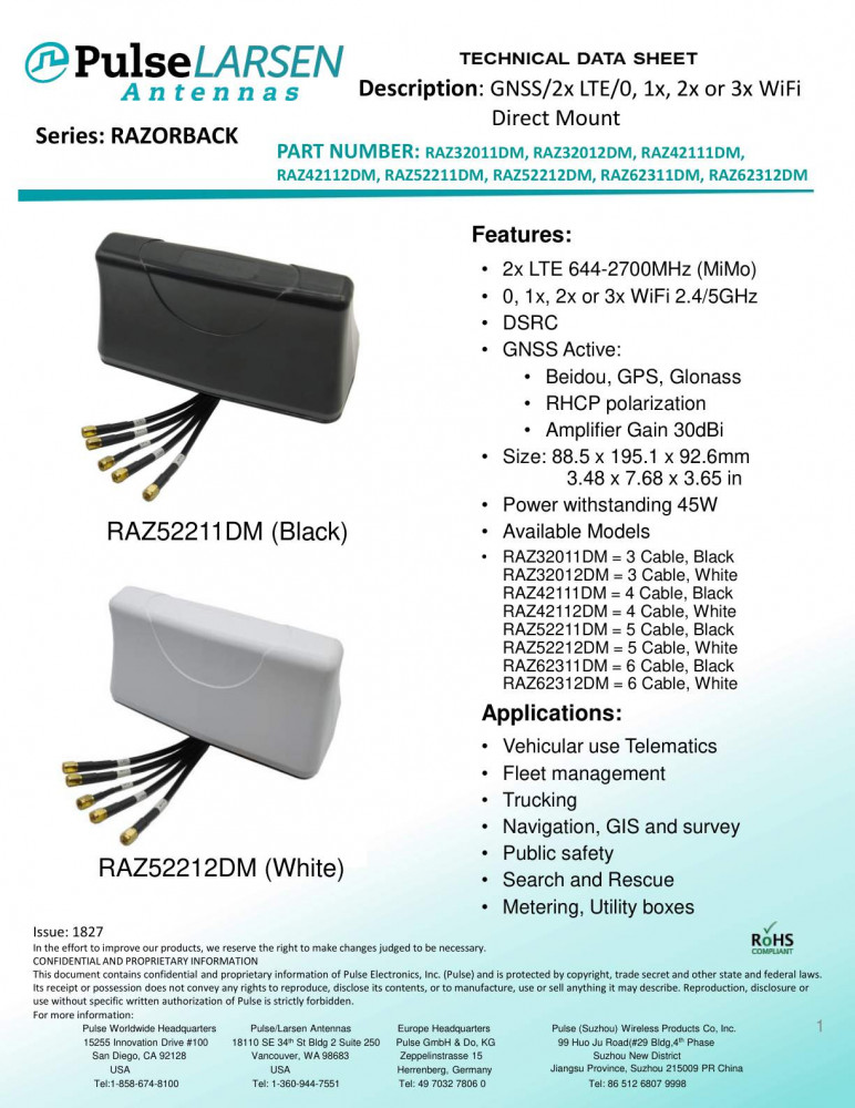 RAZ62311DM datasheet page 1