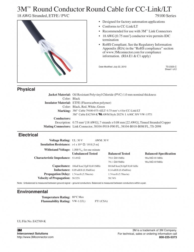 3M 79100-075-4ZLT technical document page 1