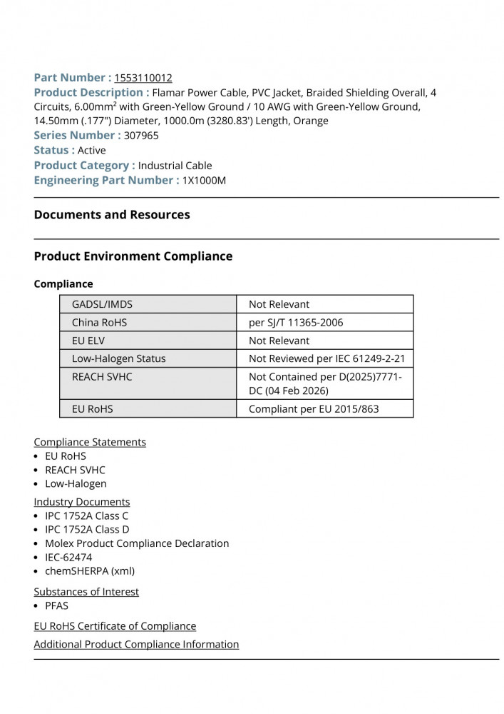 Technical document image 1 for Molex 1553110012