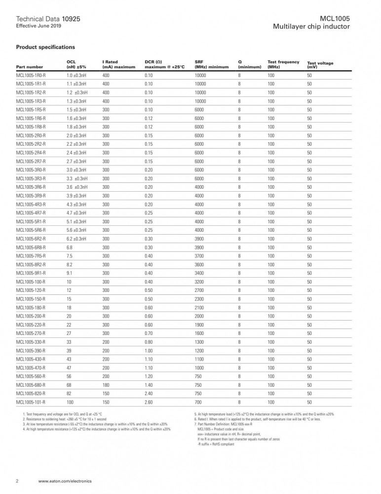 EATON MCL1005 datasheet page 2