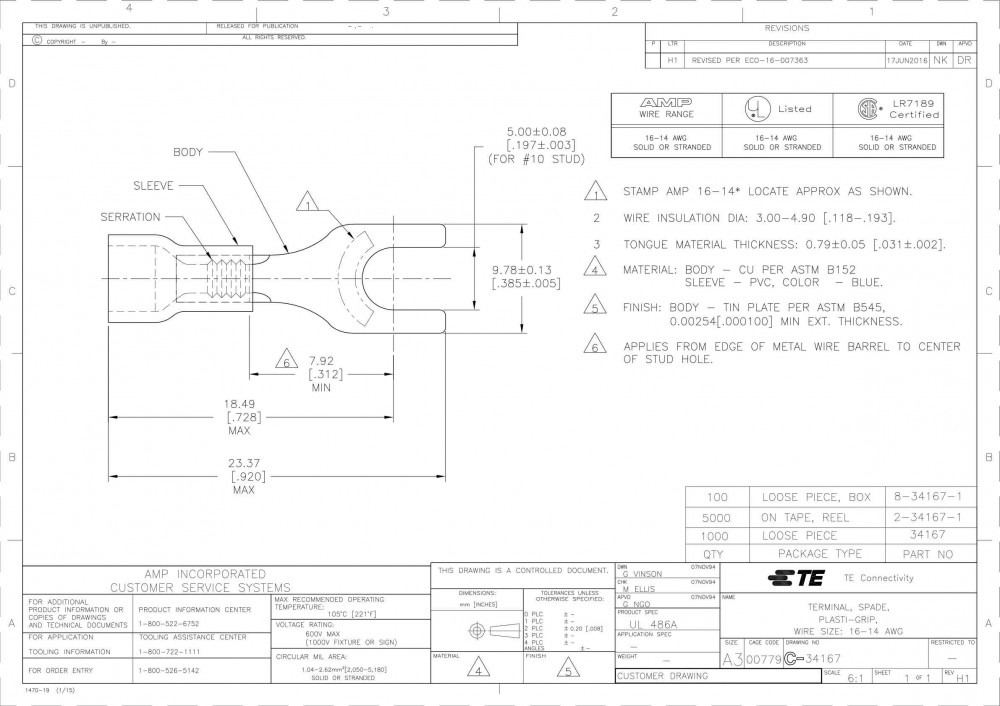 TE Connectivity 8-34167-1 supplied drawing preview