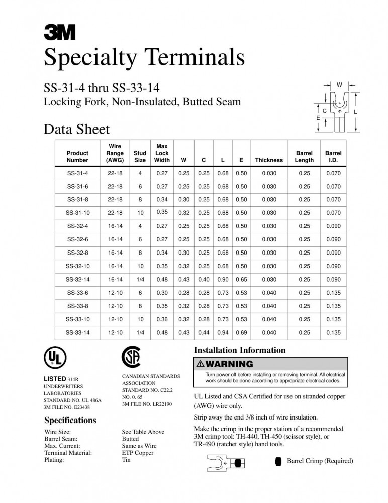 3M SS-31-8 Specialty Terminals datasheet page 1