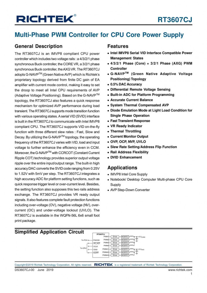 RT3607CJ datasheet page 1