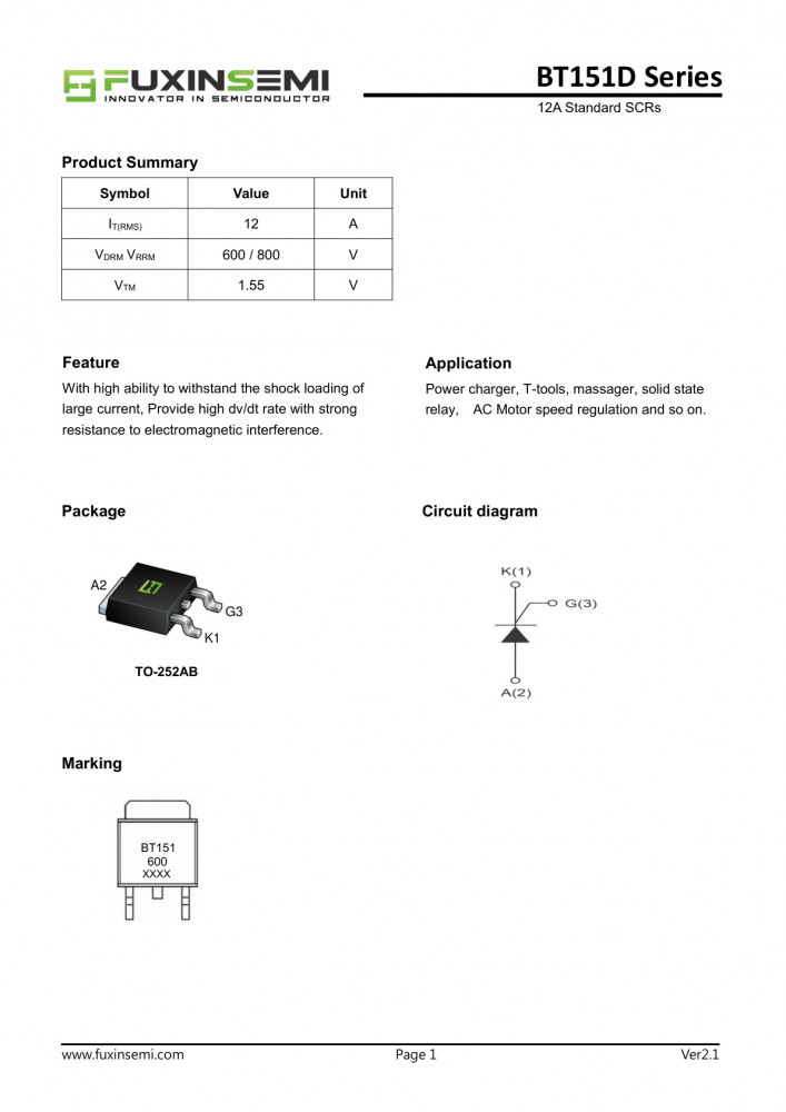 BT151D datasheet page 1